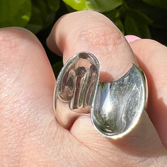 Jewelry | Vintage Huge Modernist Waive Design Ring Sterling Silver ...